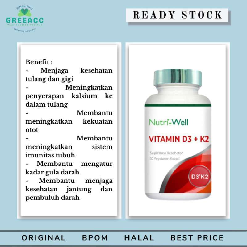 Promo Nutriwell Vitamin D3 + K2 (60 Capsules) Diskon 33% Di Seller Dillajaya Shop - Cipulir ...