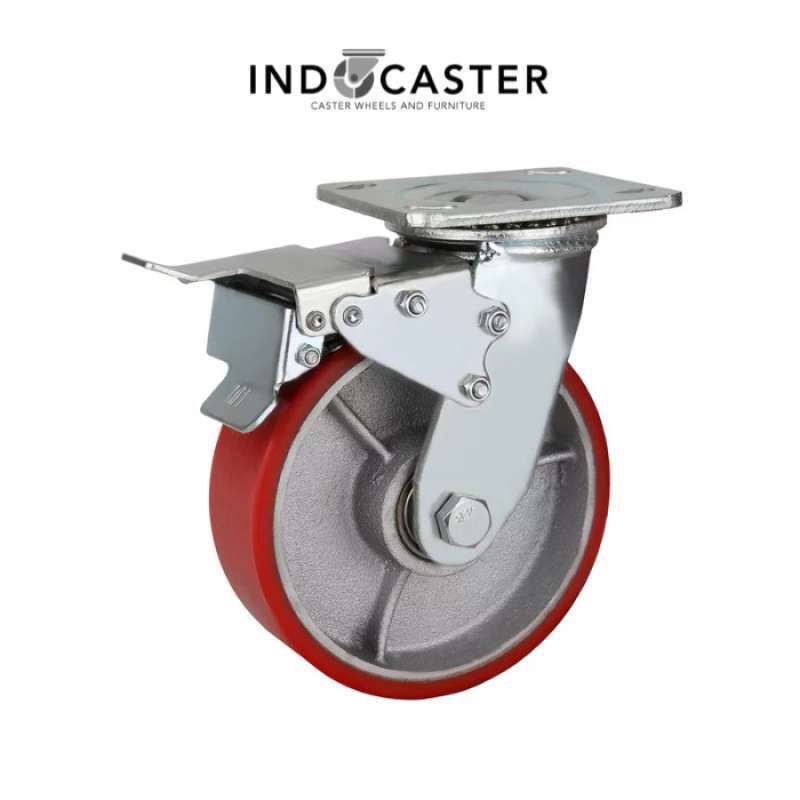 Promo Roda / Troli / Troly PU Heavy Duty Diameter 5 Plat Rem Diskon 23% ...