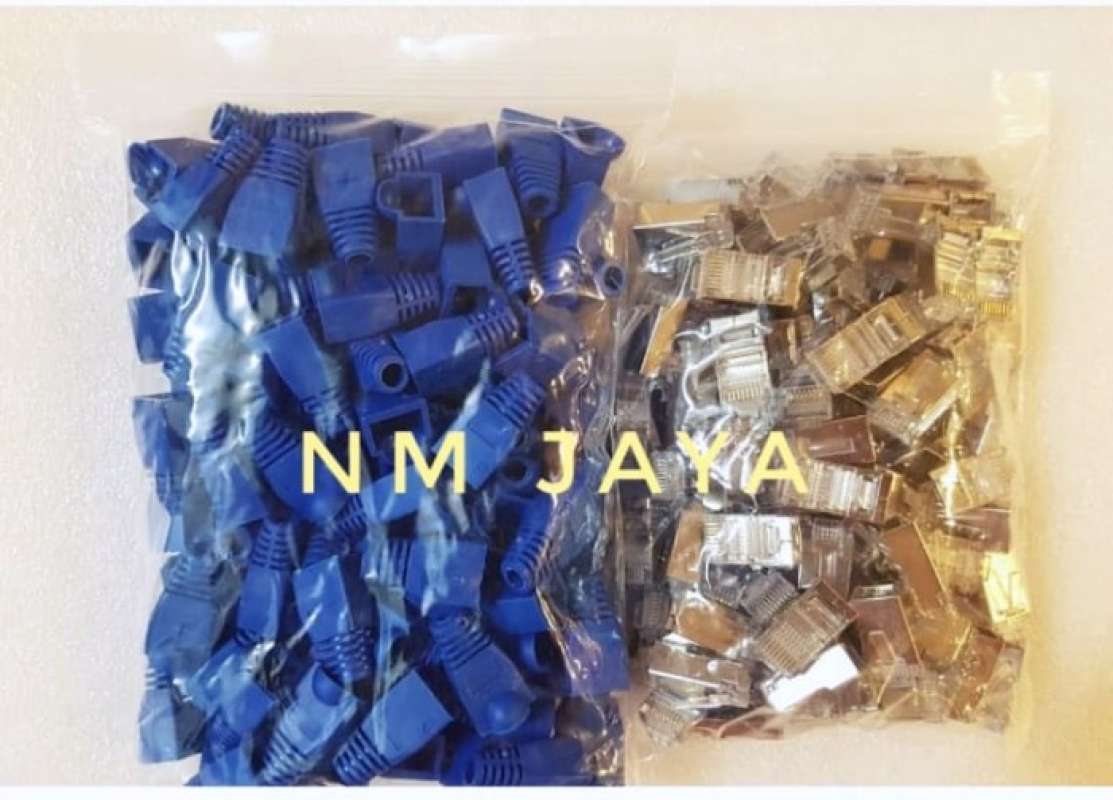Promo Paket 100 Buah Konektor Rj45 Dan Plug Boot (biru Atau Abu-abu ...