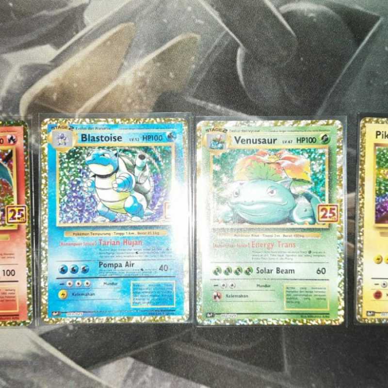 Promo Charizard,Venusaur, Blastoise, Pikachu Promo 25th Kartu Pokemon ...