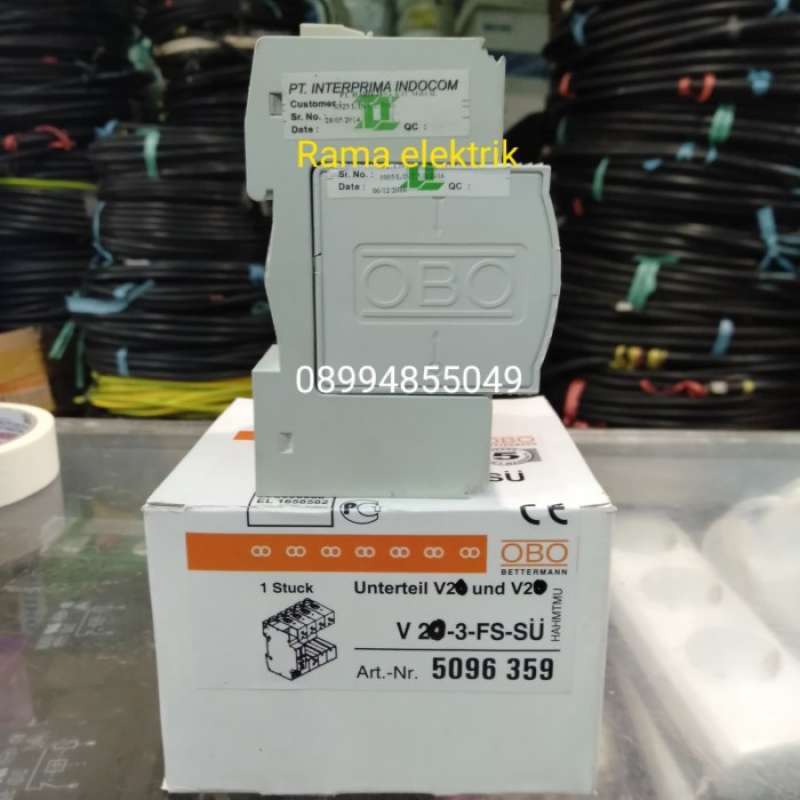 Promo surge Arrester Obo V20-C 280Vac 3phase + 1phase N-PE 255Vac ...