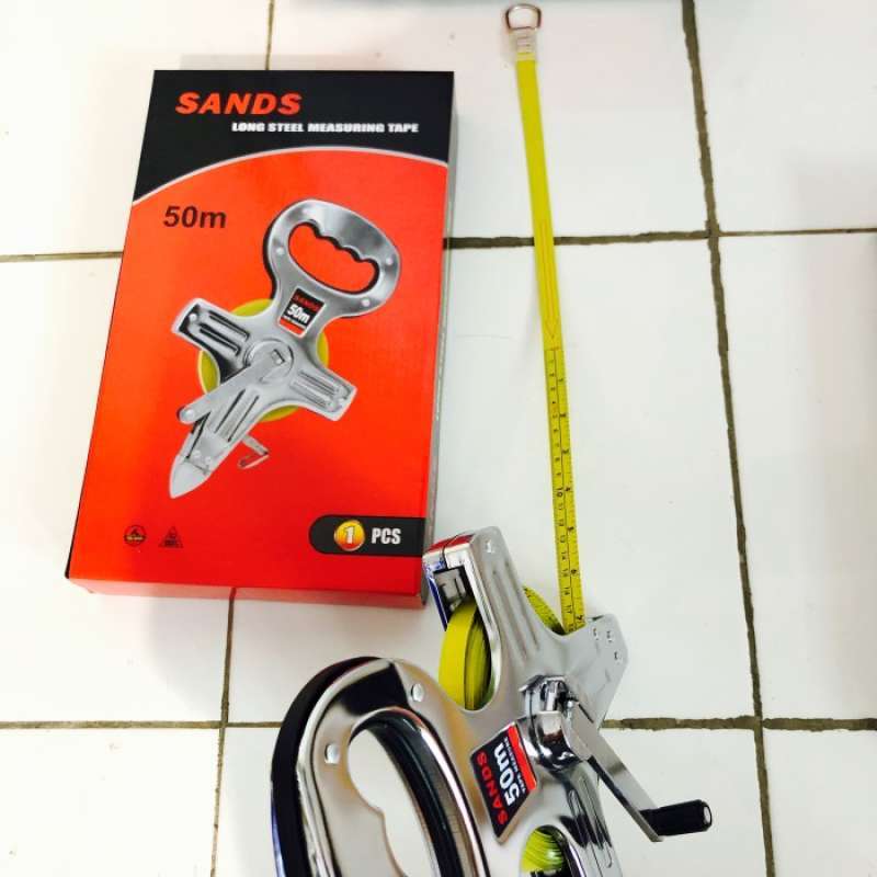 Promo SANDS Meteran Tancap 50 Meter Roll Plat Besi Long Steel Measuring ...