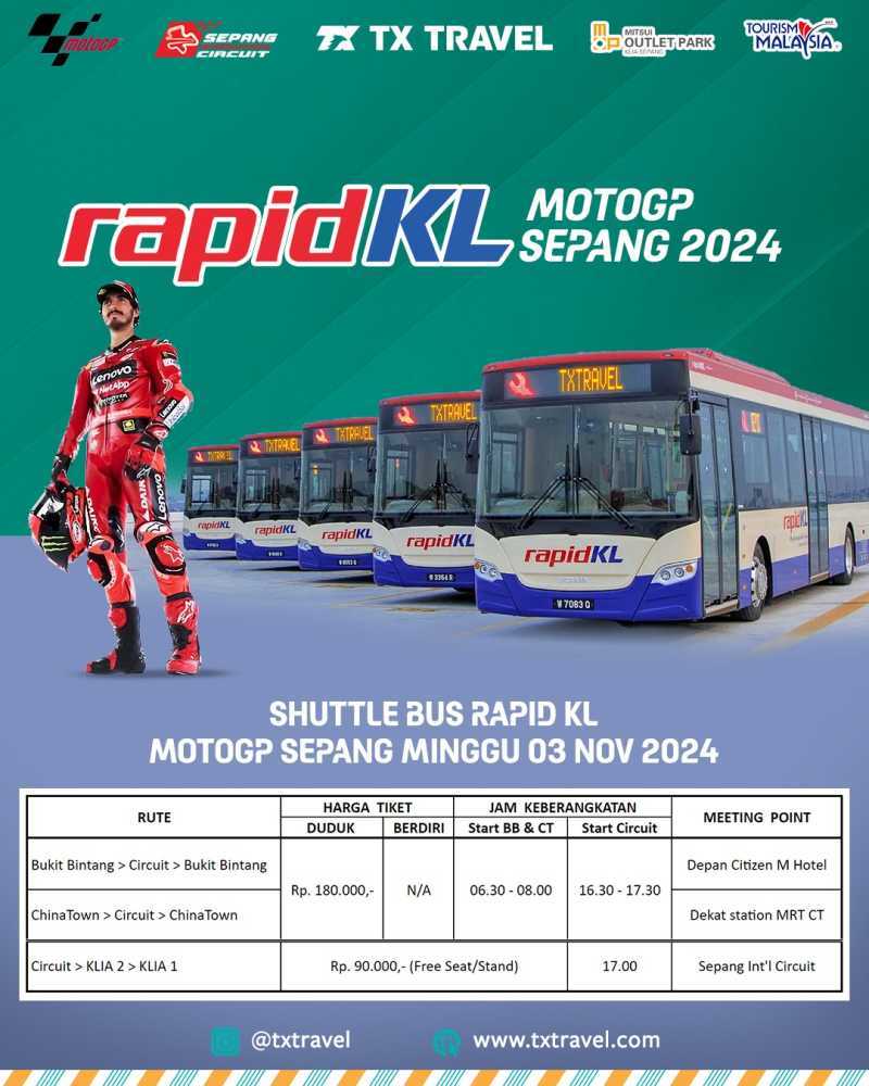 Jual Tx Travel - Shuttle Bus Rapid Kl Motogp Sepang - 3 Nov 2024 ...