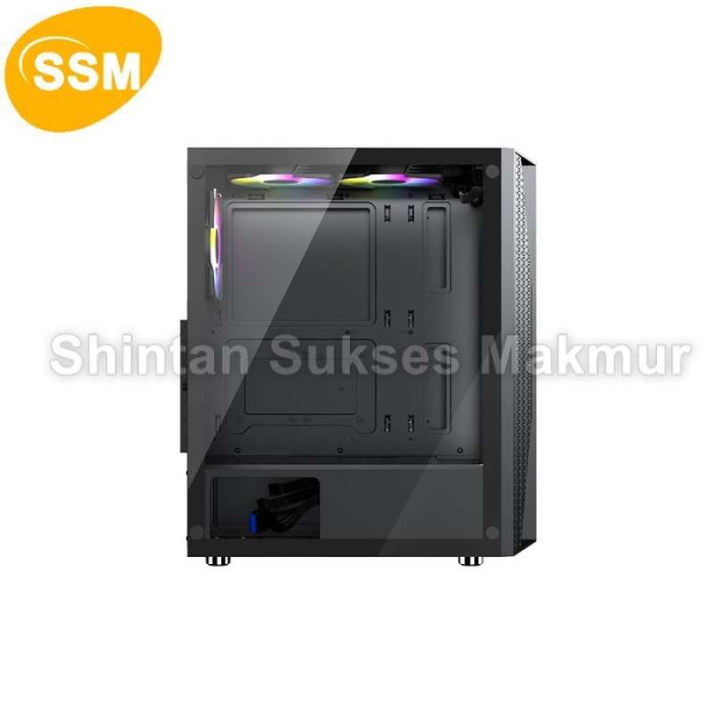Promo VenomRX Casing PC Mystra ATX Tempered Glass 4x120mm Fixed RGB Fan ...