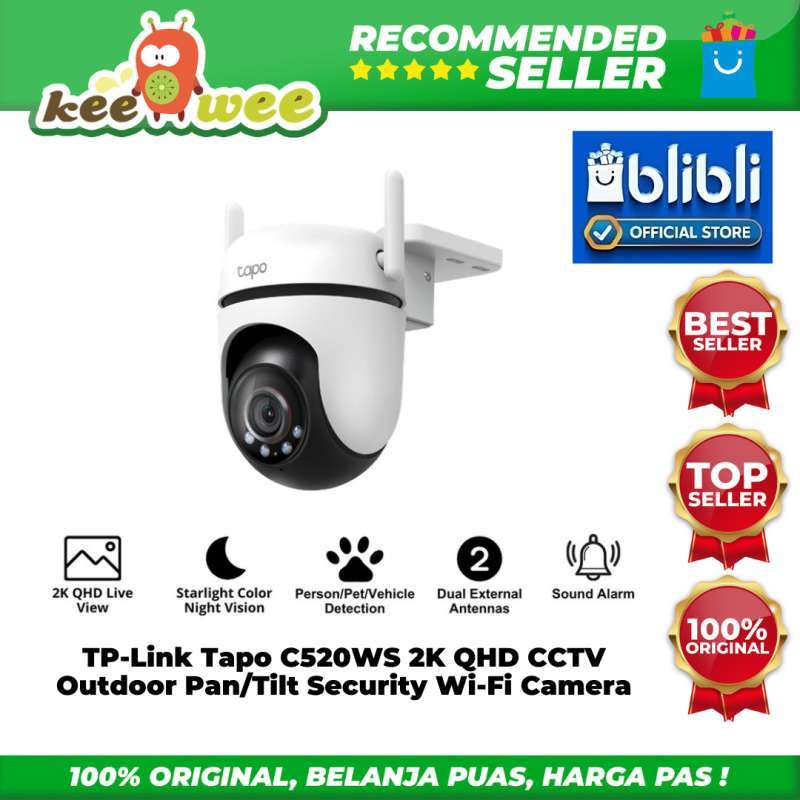 Jual TP-Link Tapo C520WS 2K QHD CCTV Outdoor Pan/Tilt Security Wi-Fi Camera - C520WS+128GB di ...
