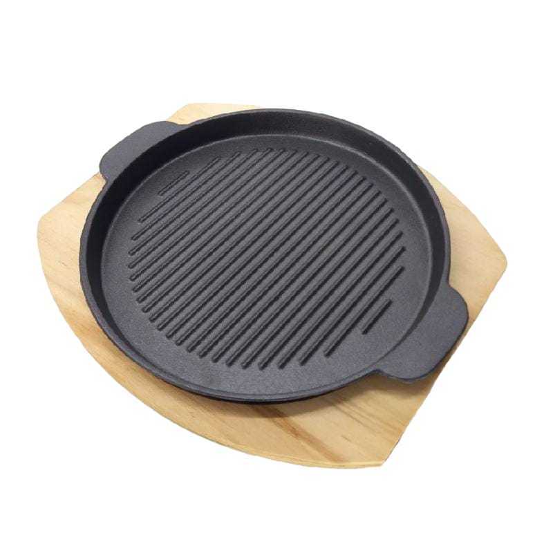 Jual Round Hot Plate - Piring Steak Bbq Set Bulat Garis Cast Iron ...