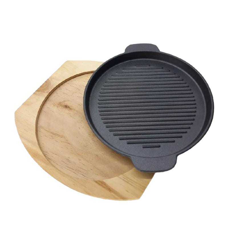 Jual Round Hot Plate - Piring Steak Bbq Set Bulat Garis Cast Iron ...