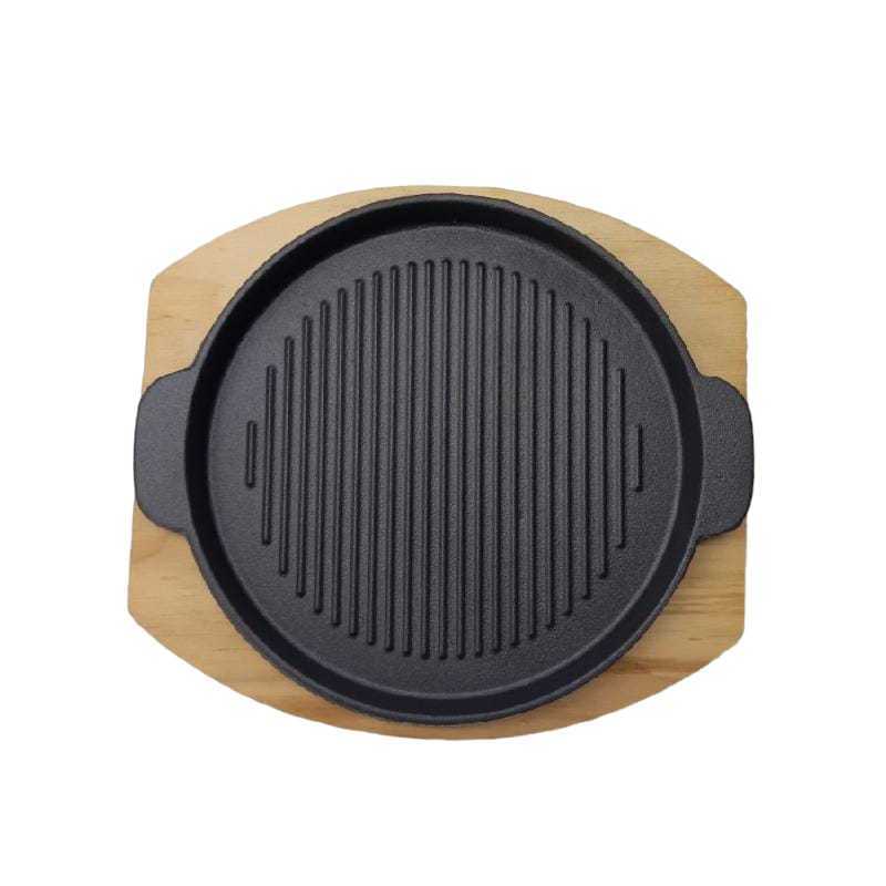 Jual Round Hot Plate - Piring Steak Bbq Set Bulat Garis Cast Iron ...