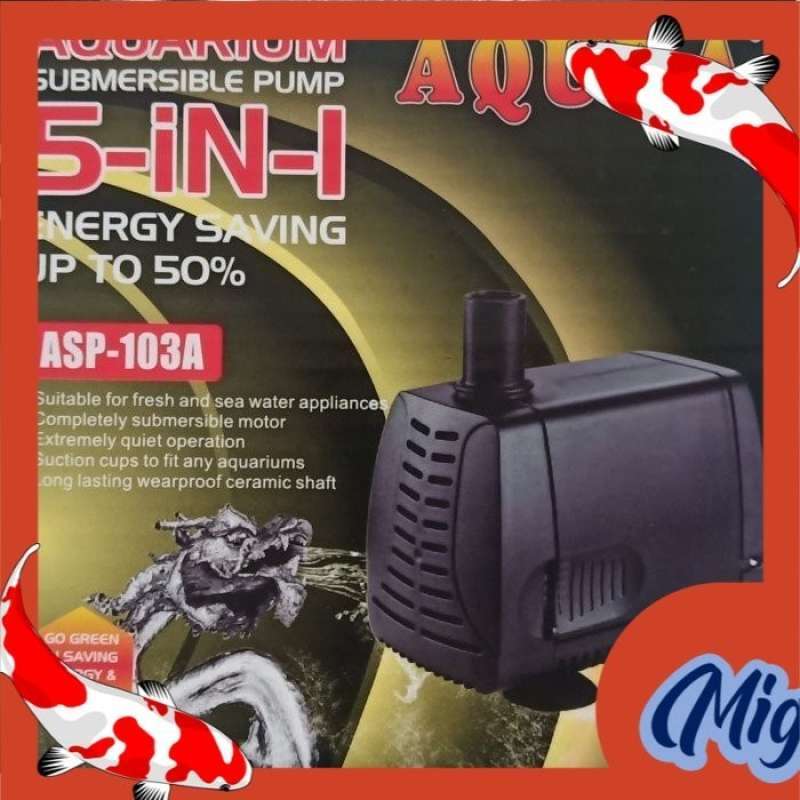 Promo aquarium pompa celup water pump AQURA ASP 103 A 5 IN 1 LOW WATT Diskon 33% di Seller Min ...