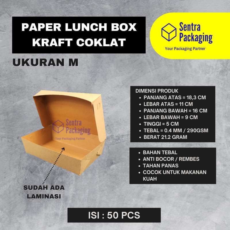 Jual Paper Lunch Box Kraft Coklat Ukuran M Laminasi Kotak Makan Kertas ...