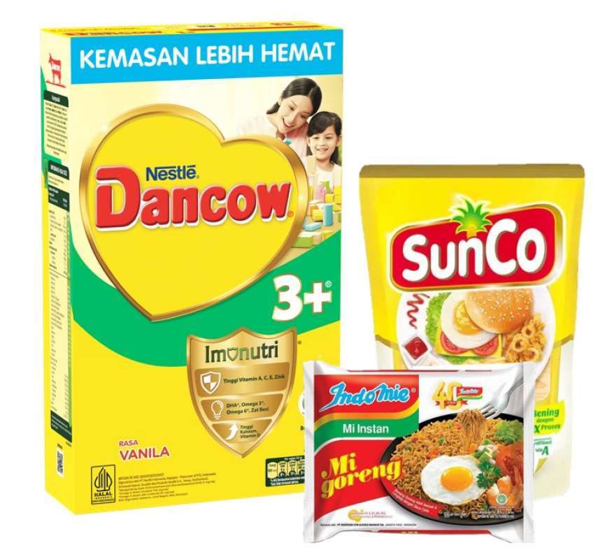 Jual DANCOW 3+ 1000 GR FREE MINYAK GORENG SUNCO 1 LT + INDOMIE GORENG ...