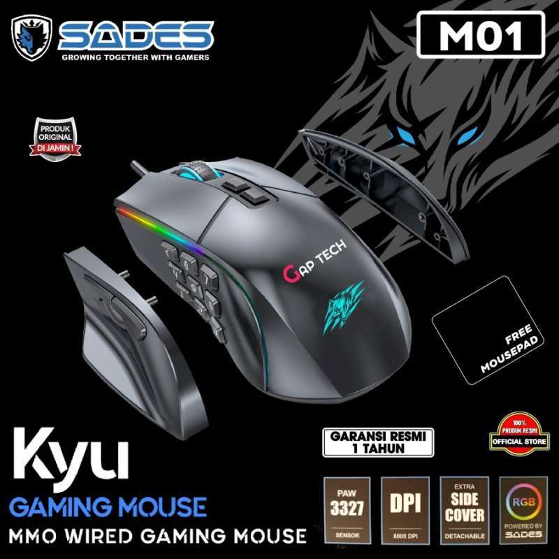 Jual Sades M01 KYU Wired Mouse Gaming MMO / MOBA Original di Seller Gap Tech Official Store ...