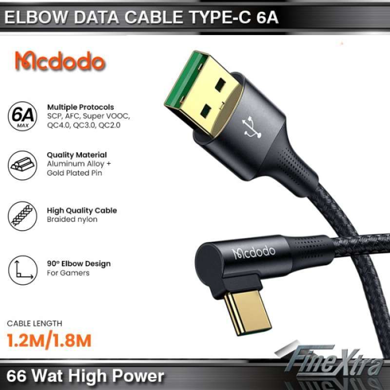 Promo MCDODO ELBOW DATA CABLE USB TYPE-C GOLD PLATED 6A HIGH POWER ...