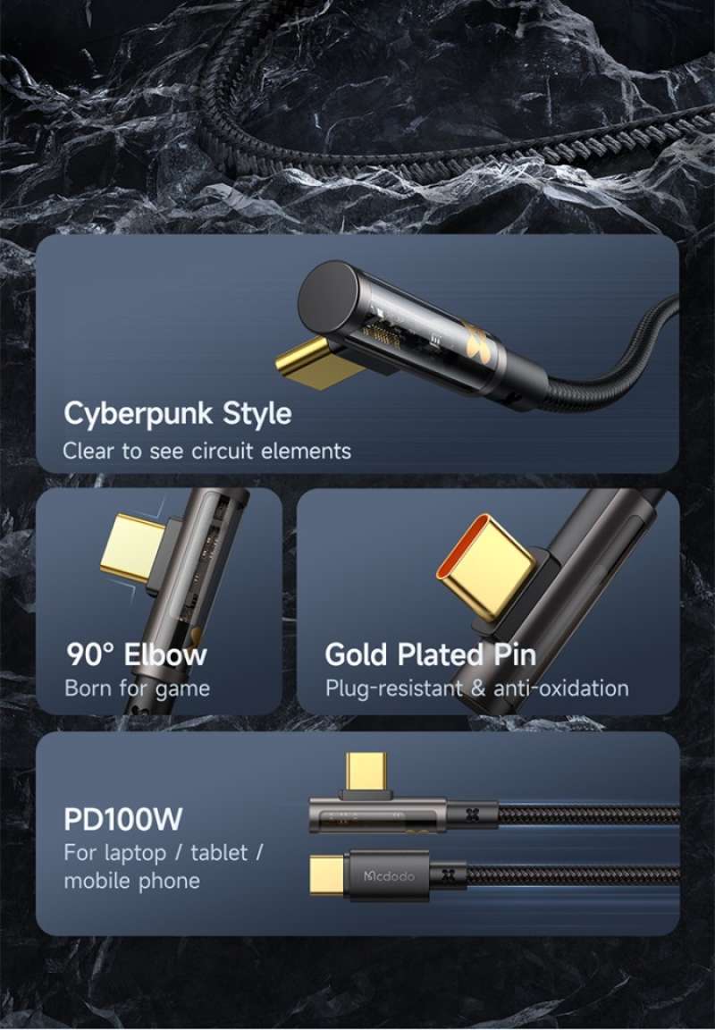 Jual MCDODO CA-340 KABEL GAMING TRANSPARANT PD TYPE C FAST CHARGING ...