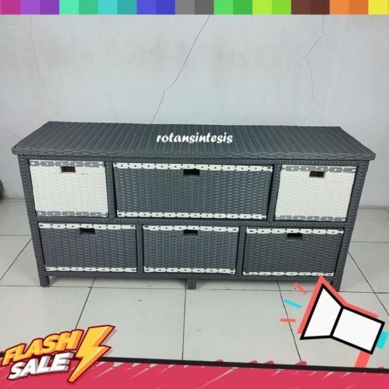 Promo Rak Laci Jasmine Lemari Rotan Sintetis Laci 6 Box Dekorasi Rumah ...