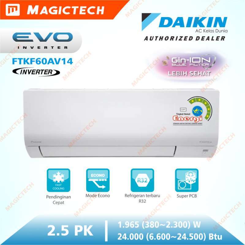 Jual AC DAIKIN 2.5 PK (2,5 PK) FTKF60AV14 EVO INVERTER AC SPLIT R32 FTKF60 di Seller MAGICTECH ...