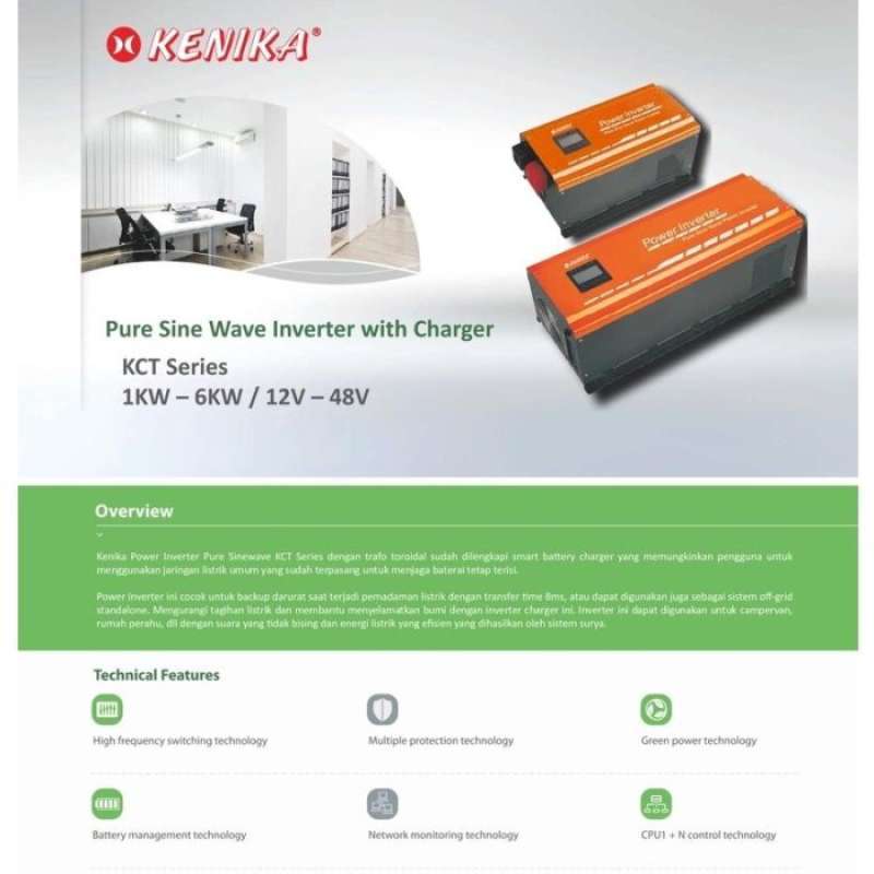 Promo Kenika Solar Power Inverter Pure Sine Wave 1000W-24V Dc [Kct-1K24 ...