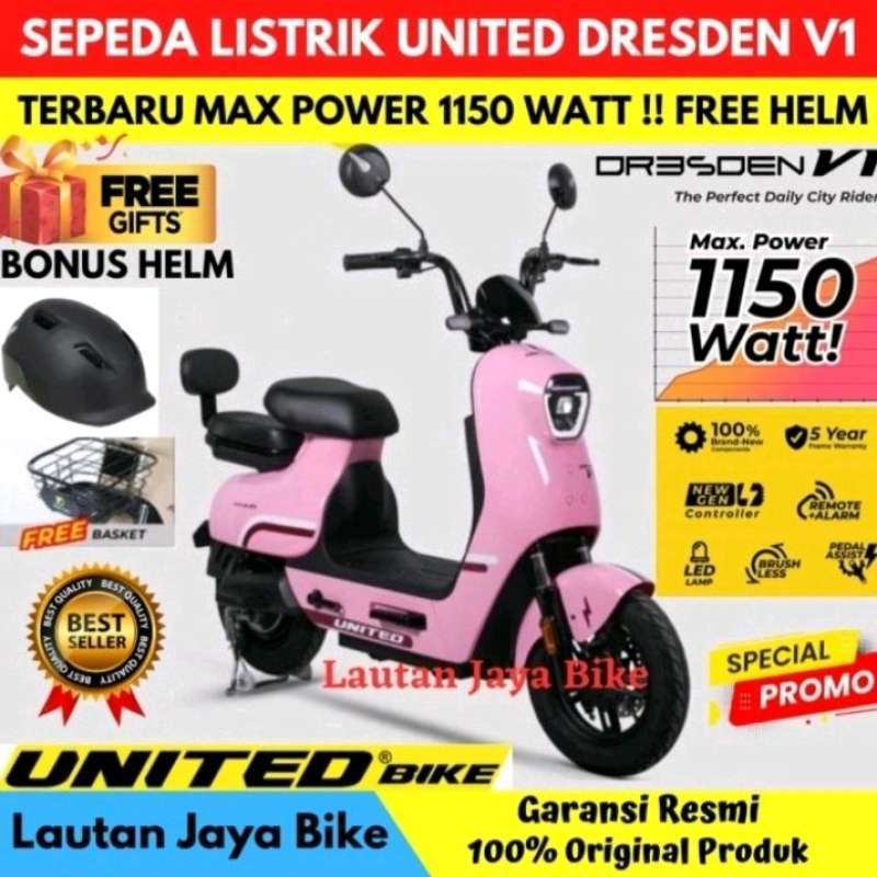 Promo Sepeda Listrik UNITED DRESDEN V1 Model Terbaru Power 1150 Watt ...