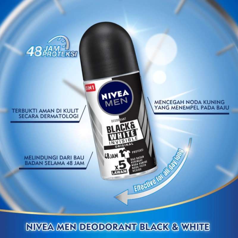 Jual Nivea Men Deodorant Roll On Black & White Invisible Original 50ml Di Seller Alfonso ...