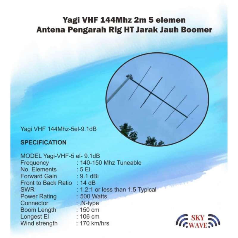 Promo Yagi VHF 144Mhz 2m 5 elemen Antena Pengarah Rig HT Jarak Jauh Boomer A9 TERBAIK Diskon 1% ...