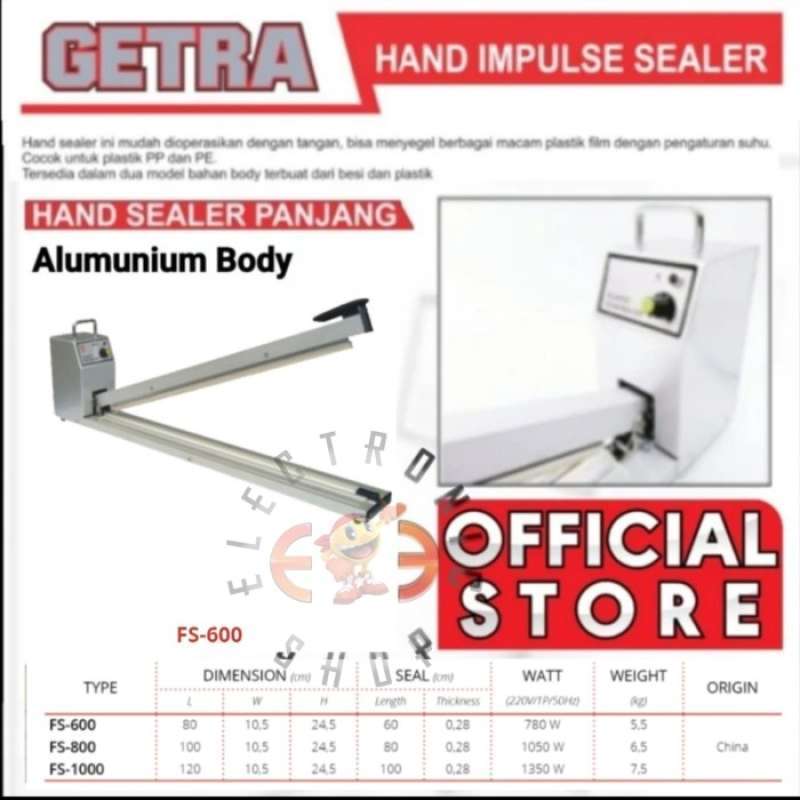 Promo Getra Fs 600H - Fs 600 H - Hand Sealer Panjang - Body Alumunium ...