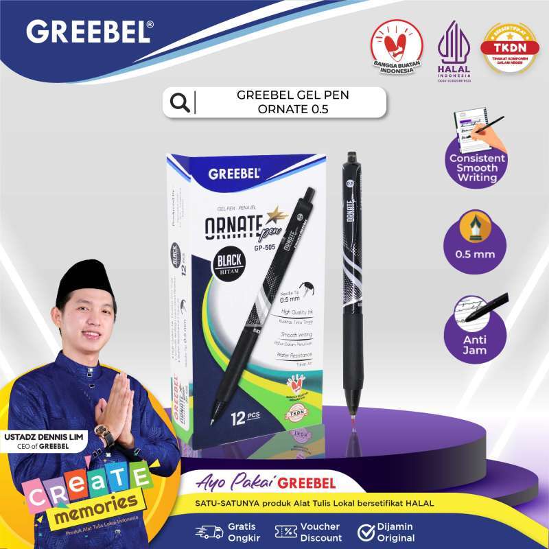 Jual GREEBEL GEL PEN GP-505 ORNATE 0.5 /Pen/Pulpen/gel pen utk atk ...