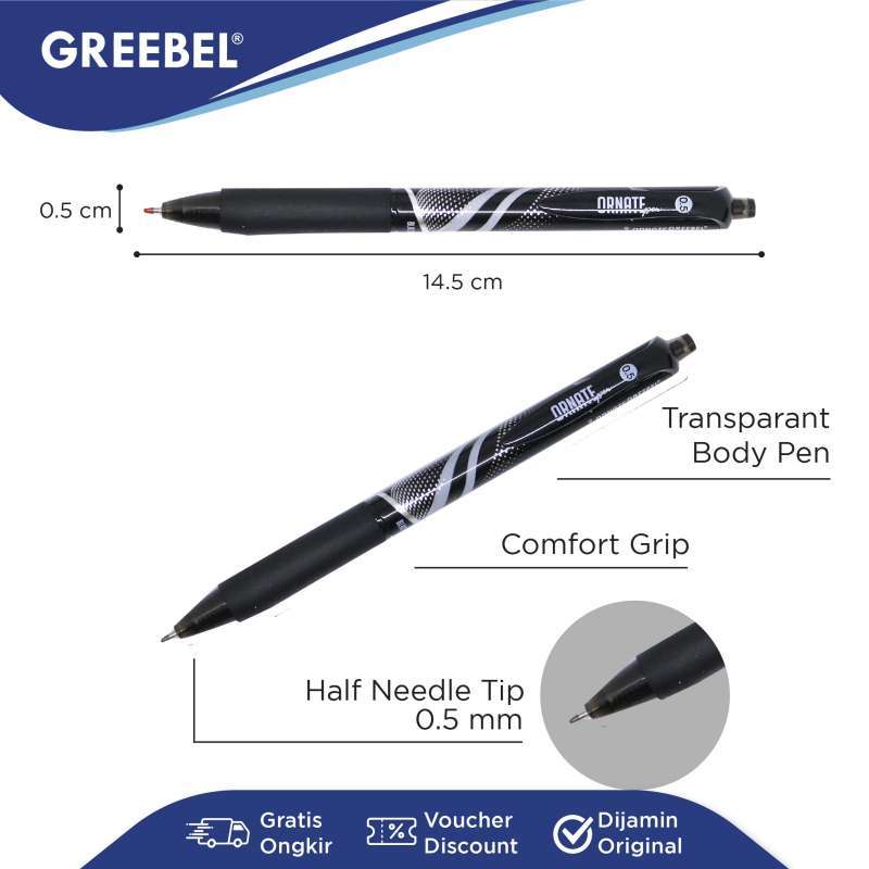 Jual GREEBEL GEL PEN GP-505 ORNATE 0.5 /Pen/Pulpen/gel pen utk atk kantor kerja kuliah anak - 1 ...