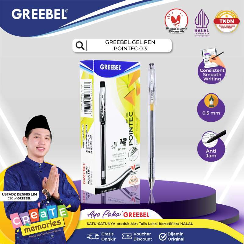 Promo GREEBEL GEL PEN GP-506 POINTEC 0.3 /Pen/Pulpen/gel pen utk atk ...