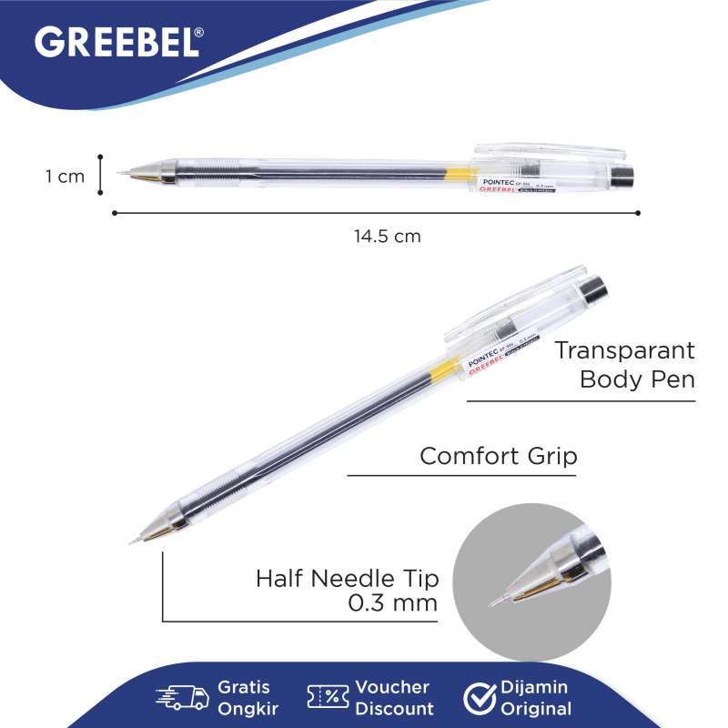 Promo GREEBEL GEL PEN GP-506 POINTEC 0.3 /Pen/Pulpen/gel pen utk atk kantor kerja kuliah anak ...