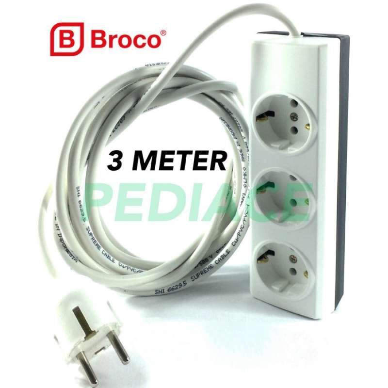 Promo Stop Kontak Colokan BROCO 3 Lubang 16A - Kabel 2x1.5mm SUPREME 3 ...