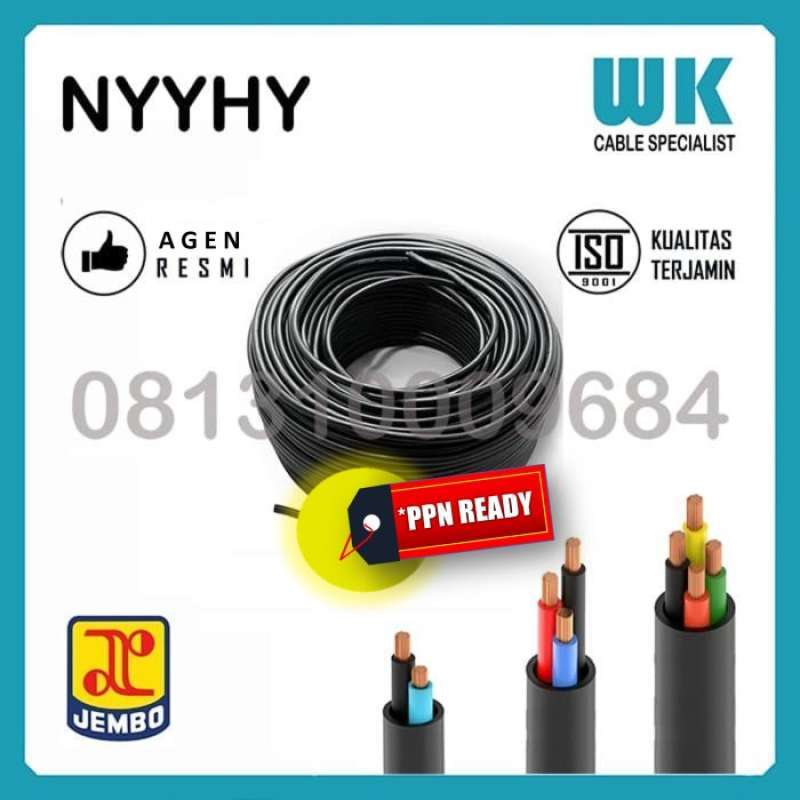 Promo Kabel listrik JEMBO NYYHY 2x2.5mm, 1 roll @ 50 meter Diskon 23% ...