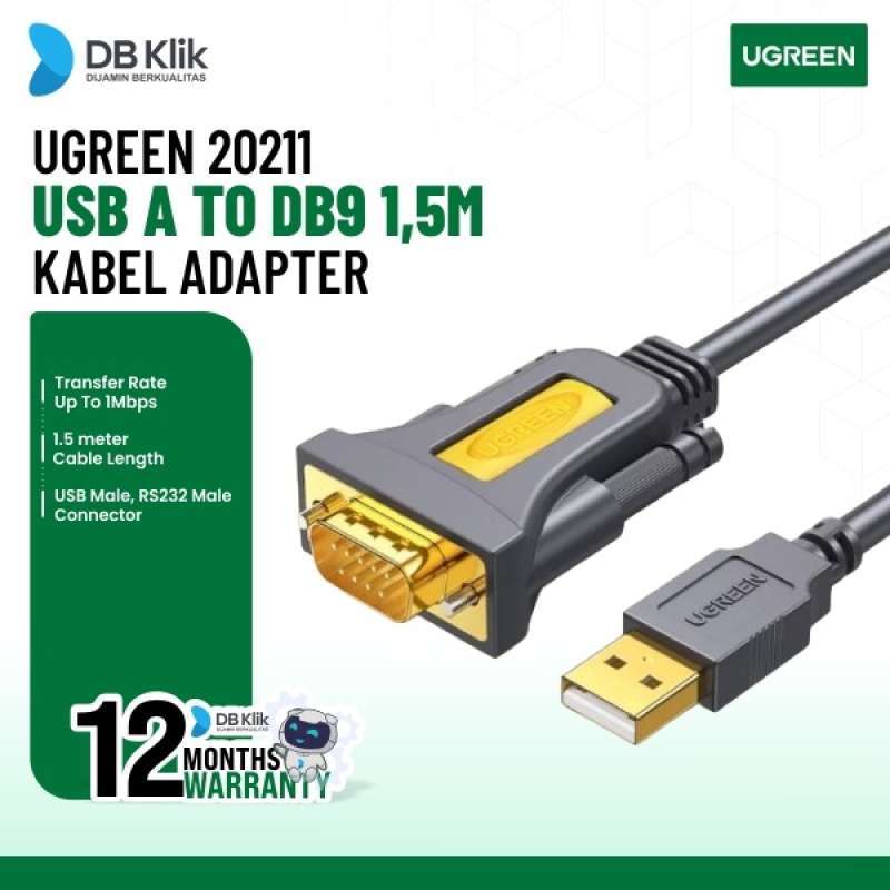 Jual Kabel Adapter UGreen Usb A to DB9 RS-232 Serial Male 1,5M (20211 ...