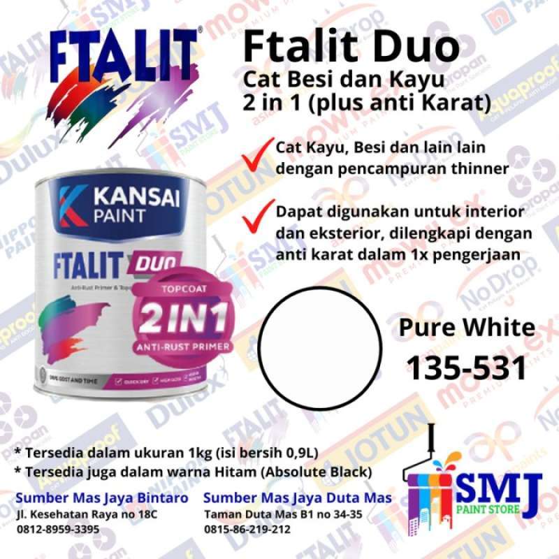 Promo Cat Besi Minyak Anti Karat Ftalit Duo 2In1 Pure White 531 Putih ...