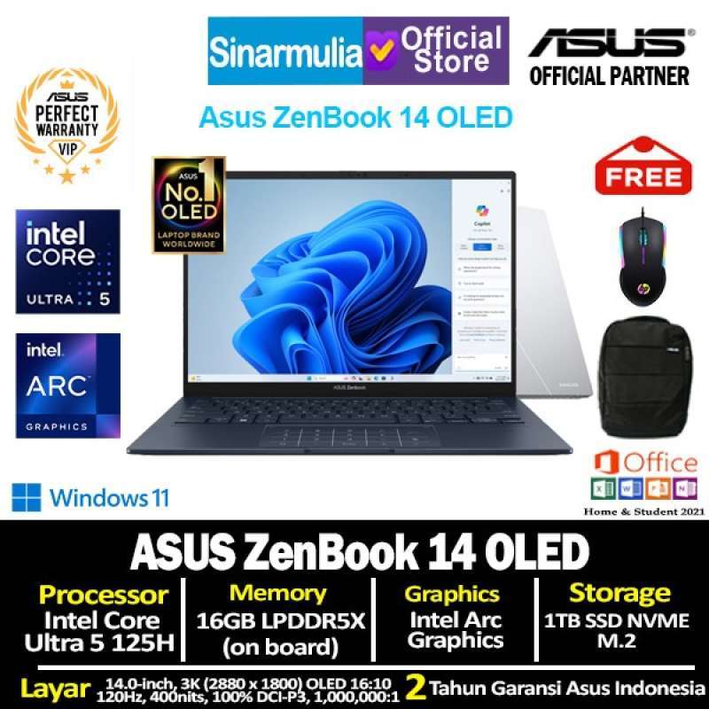 Promo ASUS ZenBook 14 OLED Intel Ultra 5 125H 1TB SSD 16GB 120Hz 3K ...
