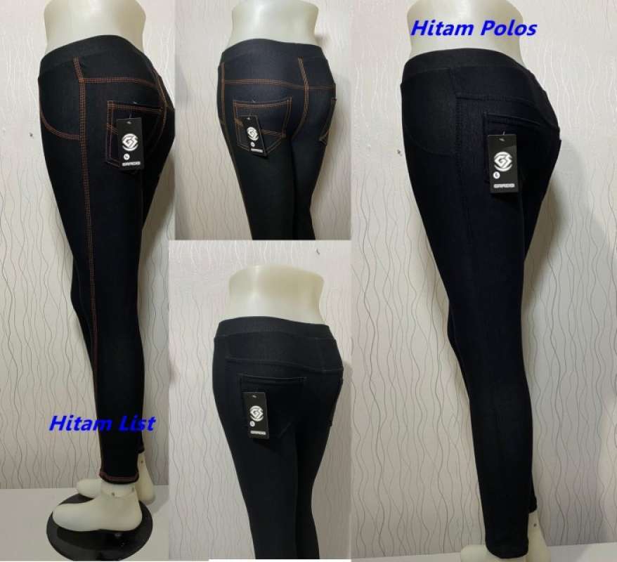 Promo Leging Denim Big Size Leging Panjang - L, Hitam Diskon 2% Di ...