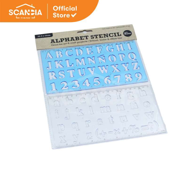 Promo SCANDIA Alphabet Stencil With Ruler Transparent Blue (SK0870 ...