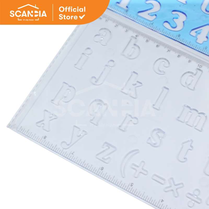 Promo SCANDIA Alphabet Stencil With Ruler Transparent Blue (SK0870 ...
