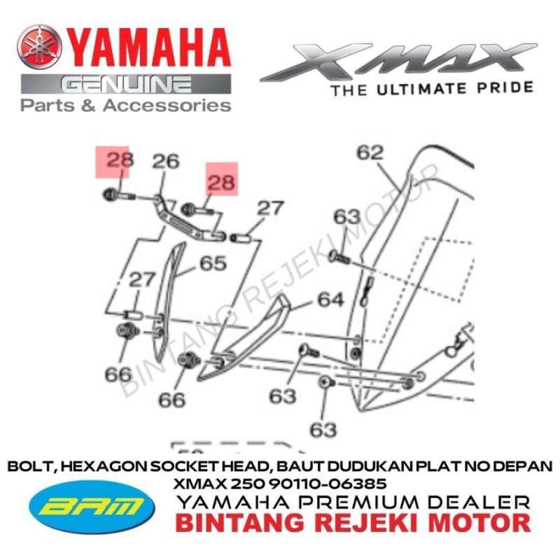 Jual Bolt, Hexagon Socket Head, Baut Dudukan Plat No Depan Xmax 250 Di ...