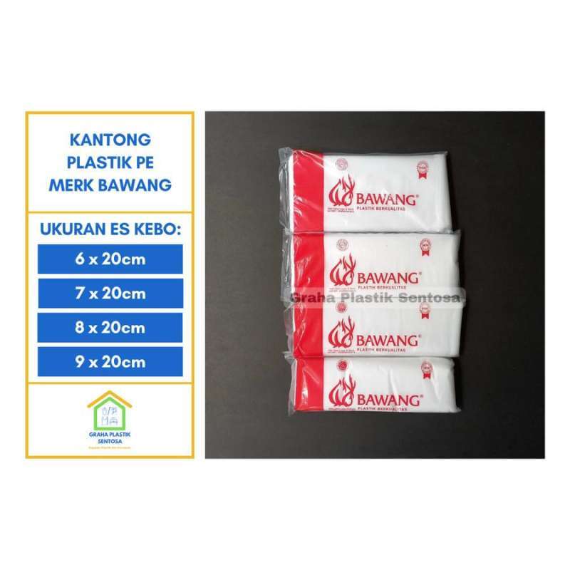 Jual Plastik PE Es Kebo Merk Bawang Ukuran 6, 7, 8, 9 x 20cm - Uk. 9 X ...