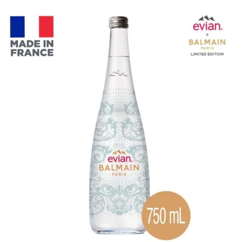 Promo Evian x Balmain 2022 Limited Edition Mineral Water 750ML Glass Bottle Diskon 3% di Seller ...