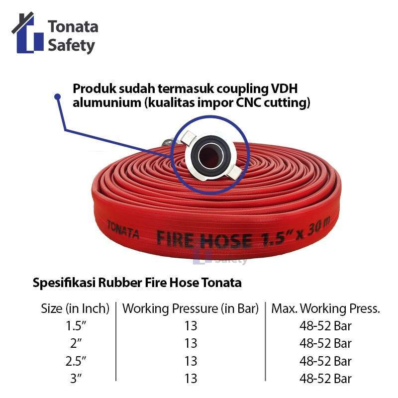 Promo Fire Hose Rubber VDH Tonata 1.5 x 30m / Selang Pemadam 30 m ...