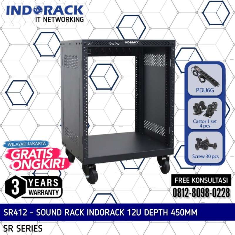 Promo SR412 SOUND RACK 12U DEPTH 450MM INDORACK RAK AUDIO SYSTEM ...