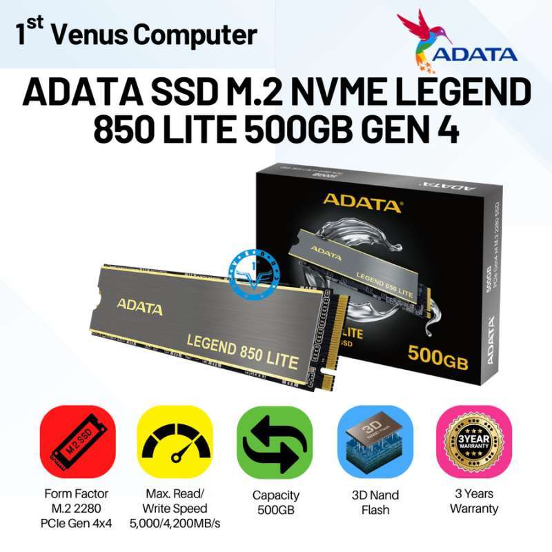 Jual SSD ADATA LEGEND 850 LITE 500 GB SSD M.2 NVMe PCIe Gen 4x4 /MEM82 ...