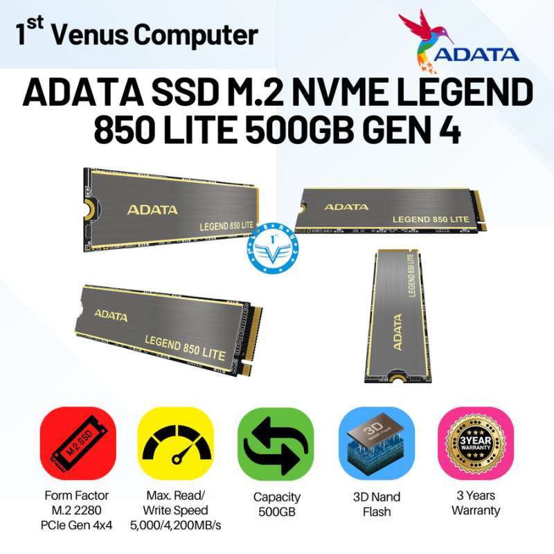 Jual SSD ADATA LEGEND 850 LITE 500 GB SSD M.2 NVMe PCIe Gen 4x4 /MEM82 ...