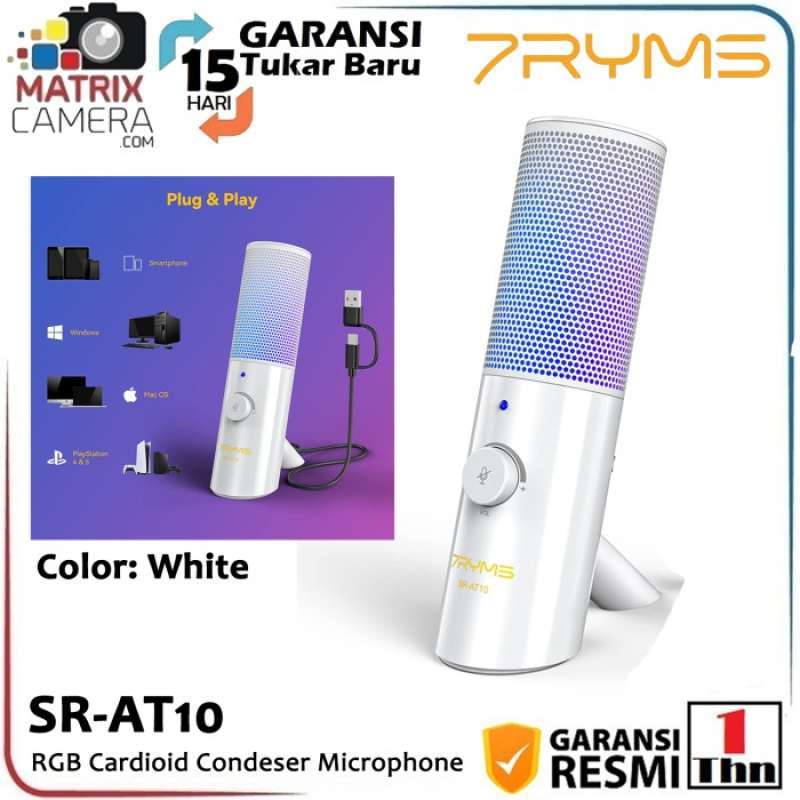 Promo 7RYMS SR-AT10 RGB CARDIOID CONDENSER MIC MICROPHONE - - Putih ...
