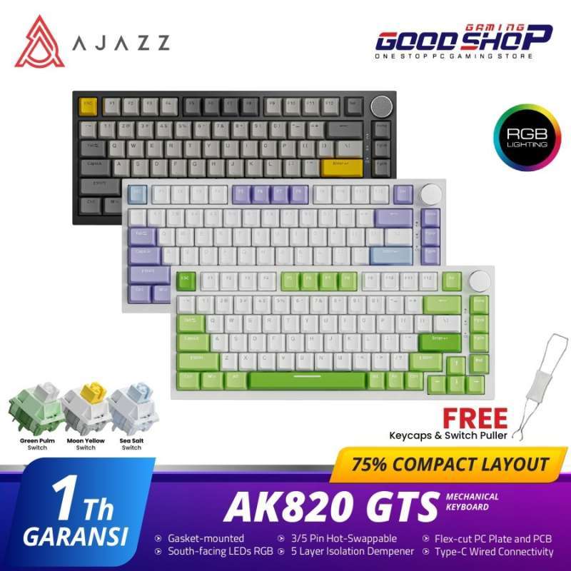 Jual Ajazz Ak820 Gts 75% Gasket Mounted - Mechanical Keyboard - Violet Purple Di Seller Good ...