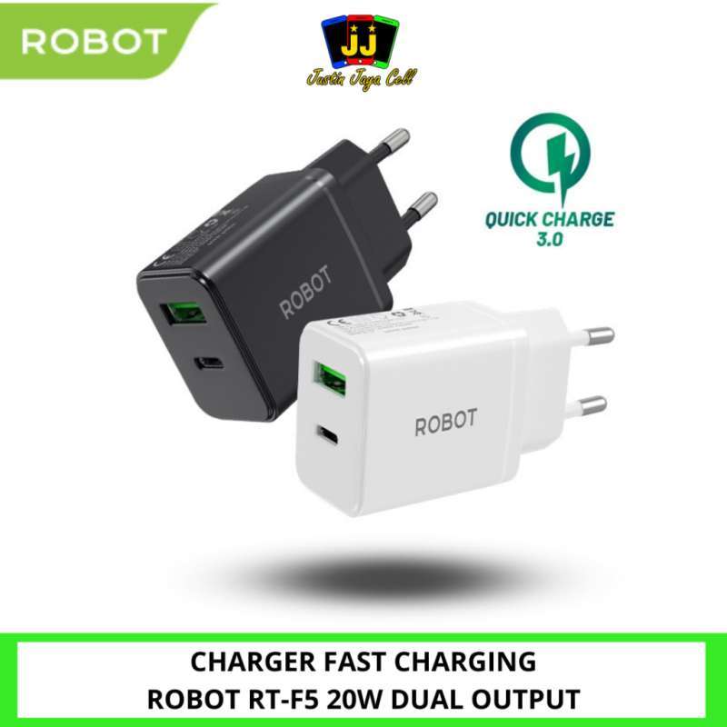 Jual CHARGER ROBOT RT F5 20W 3A FAST CHARGING PD DUAL OUTPUT - WHITE di ...