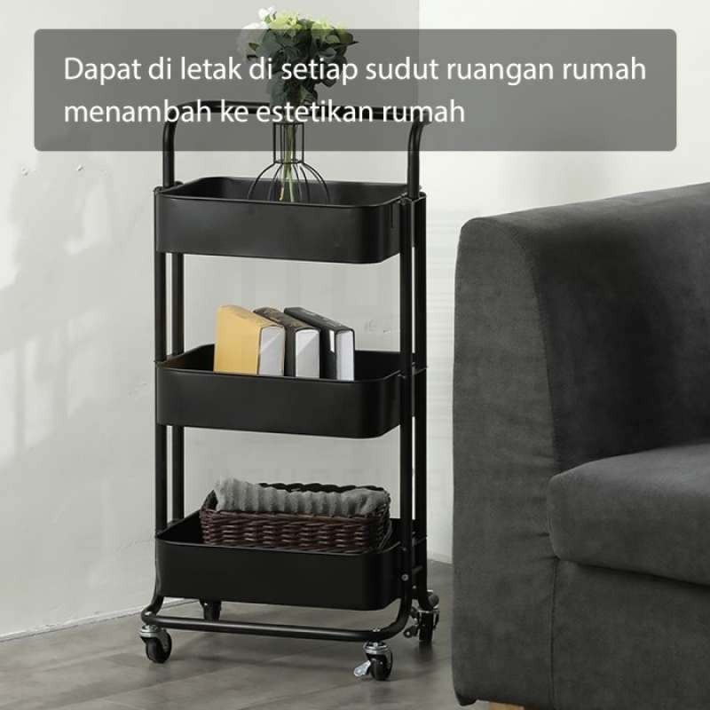 Promo HUGO Rak Dapur Dorong Besi Stainless Steel Rak Troli Susun ...