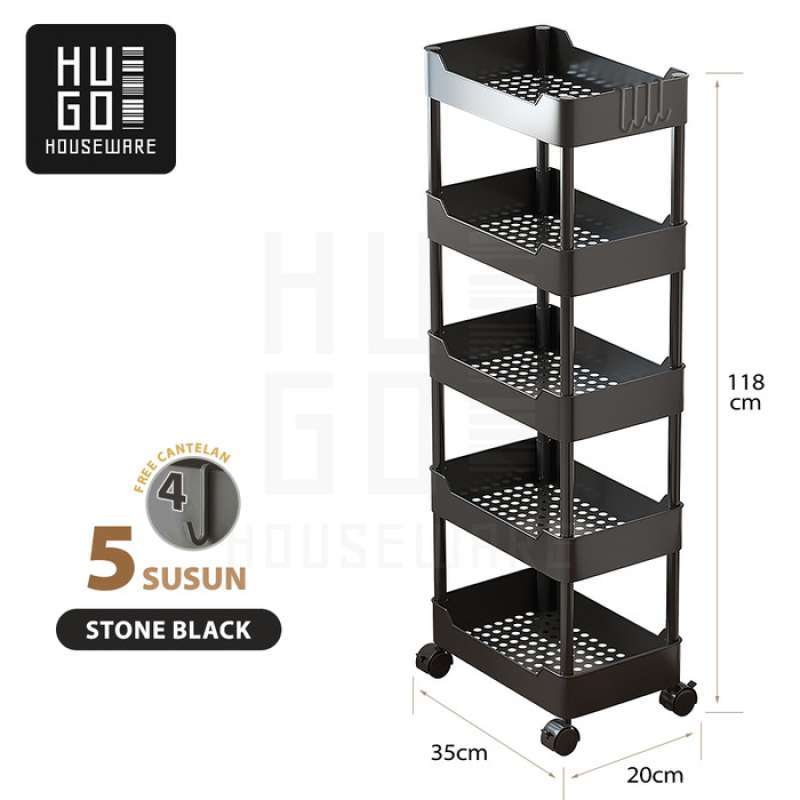 Promo HUGO Rak Dapur Dorong Besi Stainless Steel Rak Troli Susun ...