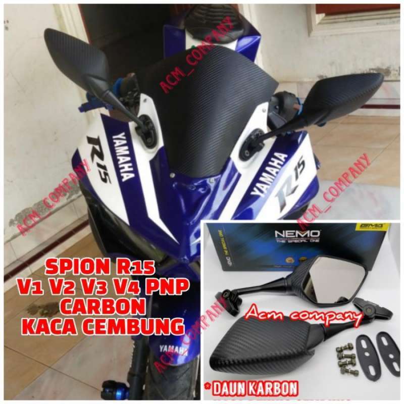 Promo Spion R15 V1 V2 Nemo Carbon Kaca bening cembung Tangkai Pendek ...